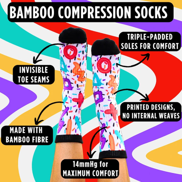 Crew Length Compression Socks Black Bamboo – Funky Sock Co