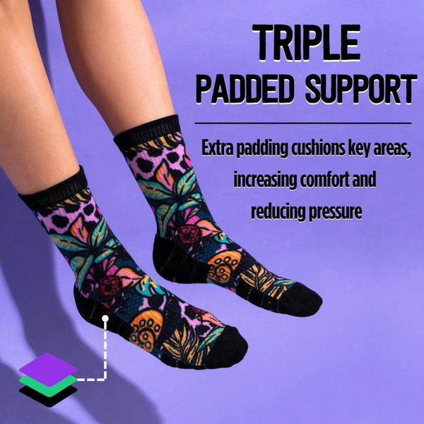 Crew Length Compression Socks Floral Garden Bamboo – Funky Sock Co