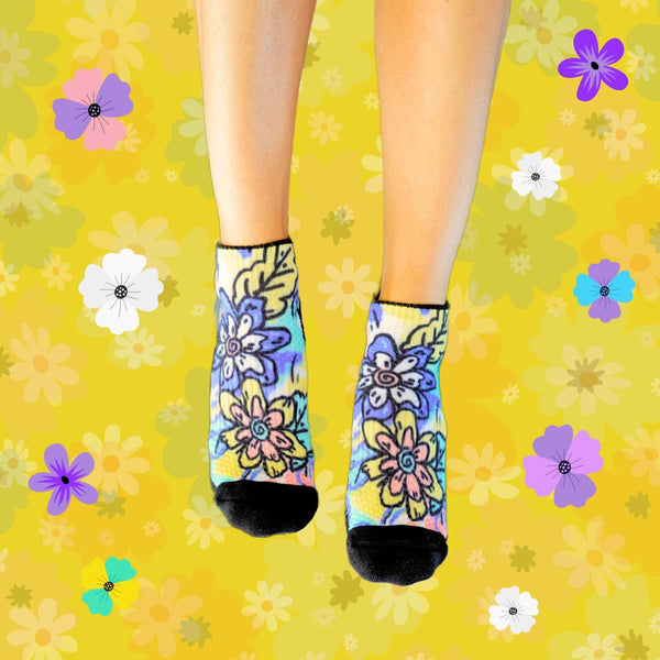 Ankle Compression Socks Funky Flower Bamboo – Funky Sock Co